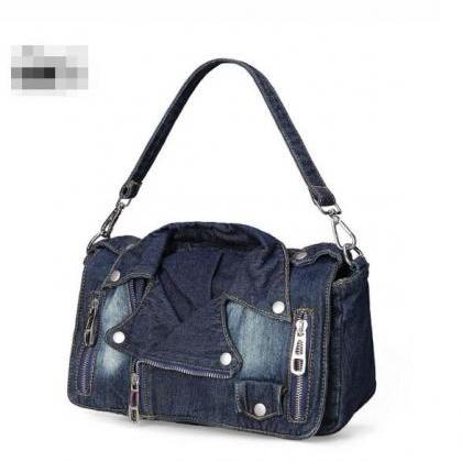 Chic Zip Denim Women Satchel on Luulla