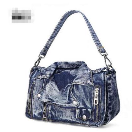Chic Zip Denim Women Satchel on Luulla