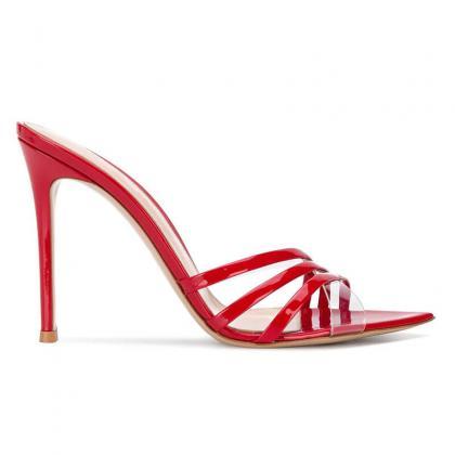 Summer Red Patent Leather Point Toe High Heel Sandals on Luulla