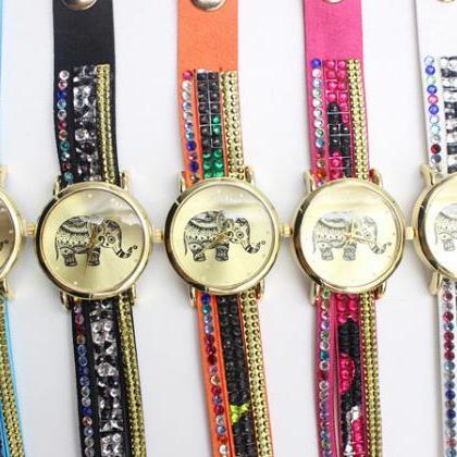 Colorful Beads Strap Elephant Watch on Luulla