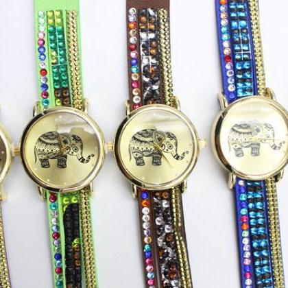 Colorful Beads Strap Elephant Watch on Luulla