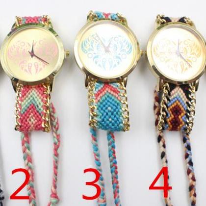 Colorful Love Design Wool Knitting Strap Watch on Luulla