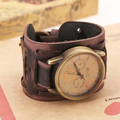 Punk Style Leather Woven Bracelet Watch on Luulla