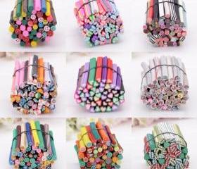 50pcs 3d Nail Art Fimo Canes Stick Rods Polymer Clay Stickers Tips ...