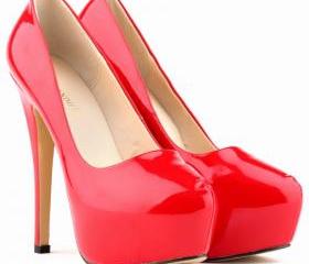 Patent Leather Rounded-Toe Platform High Heel Stilettos on Luulla