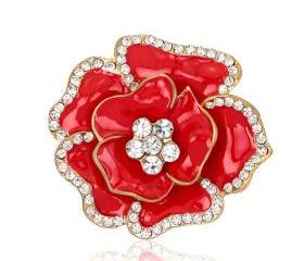 Beautiful Crystal Rose Flower Brooch on Luulla
