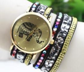 Colorful Beads Strap Elephant Watch on Luulla