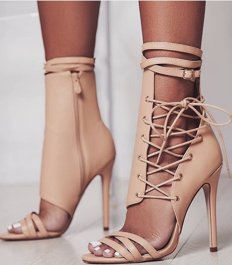 Straps Side Zipper Pu Open-toe Stiletto High Heels Sandals on Luulla