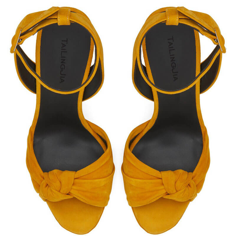 Yellow Summer Suede Peep Toe Platform High Heel Sandals on Luulla