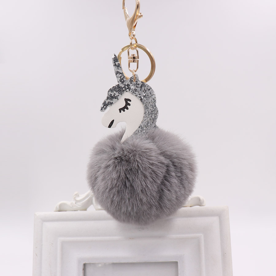 fluffy unicorn keyring
