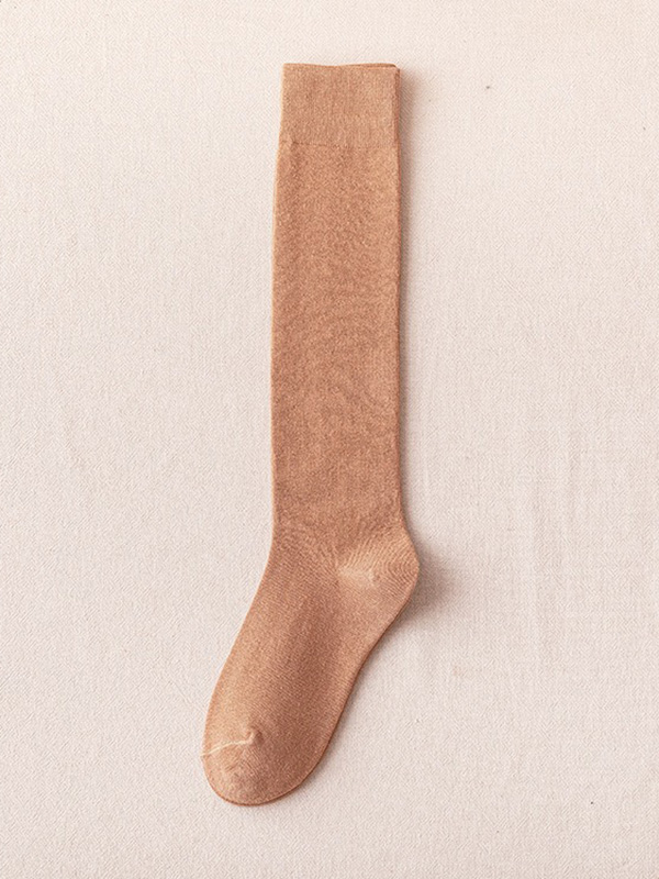 Khaki Urban Solid Color Cotton Stockings on Luulla