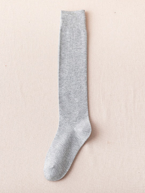 Light Gray Urban Solid Color Cotton Stockings on Luulla