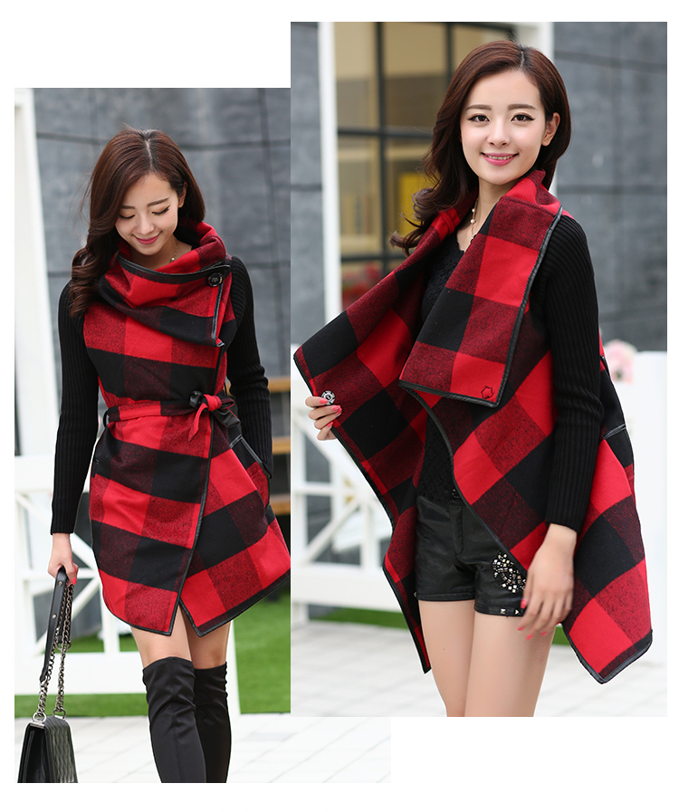 Wool Plaid Cloak Long Coat on Luulla