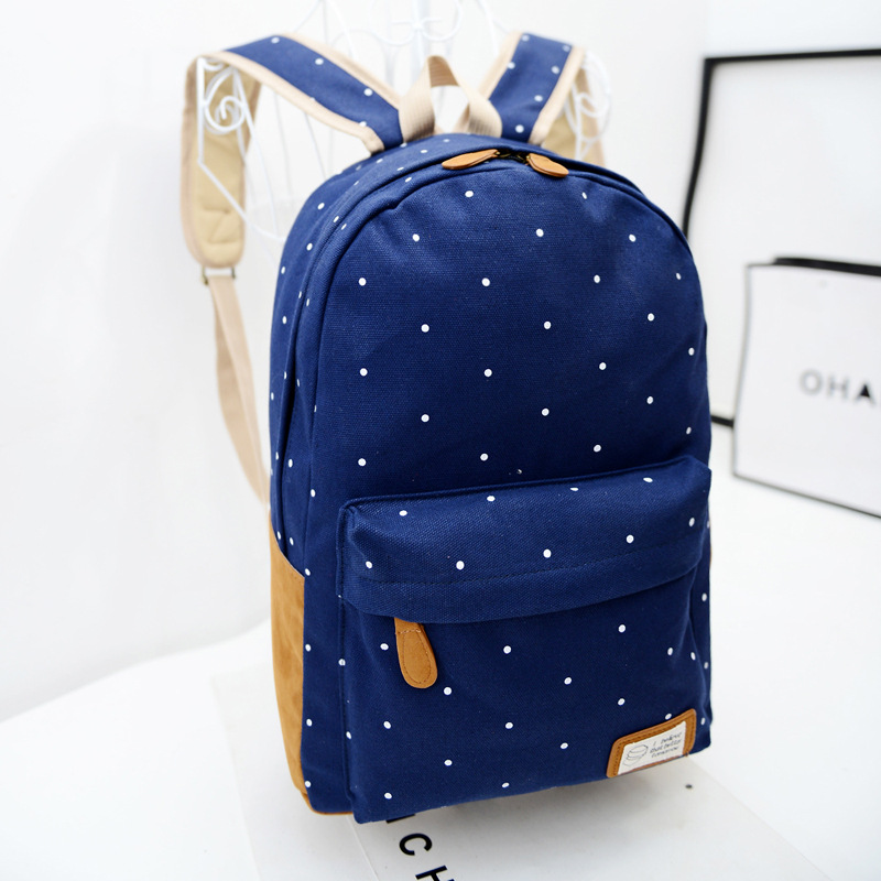 polka dot canvas backpack