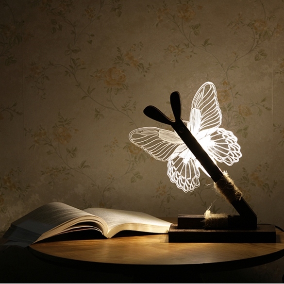 Abstract 3d Led Butterfly Light Desk Table Lamp Room Decoration Usb ...