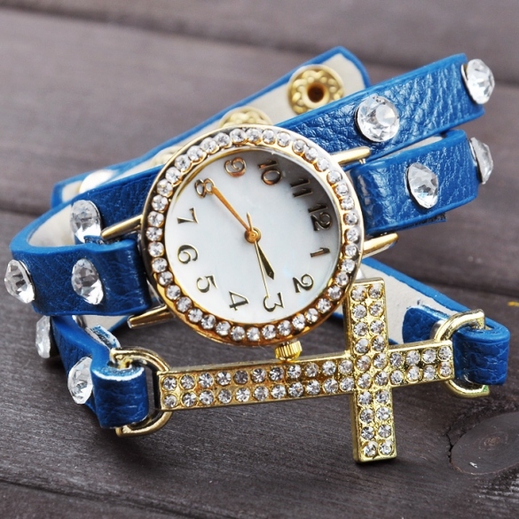 Women Cross Bracelet Watch Quartz Movement Wrist Watch on Luulla
