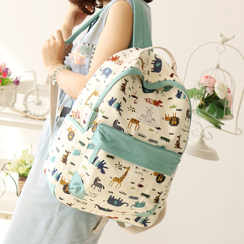 Cute Animal Print Female Travel Leisure Fresh School Backpack on Luulla