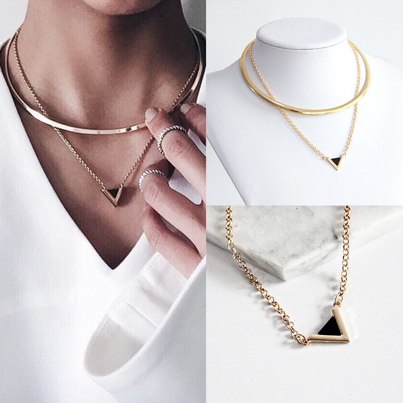 Fashion Geometric Triangle Pendant Necklace on Luulla