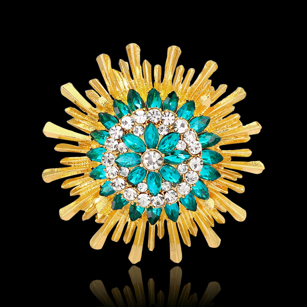 Sapphire Crystal Sunflower Brooch on Luulla