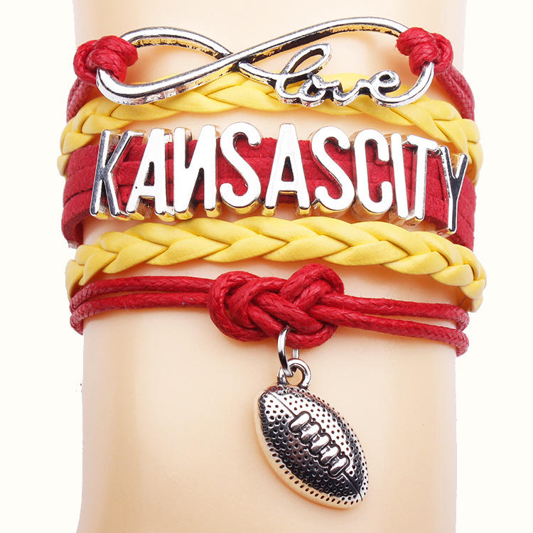 Bright Letters Football Hand Woven Bracelet on Luulla