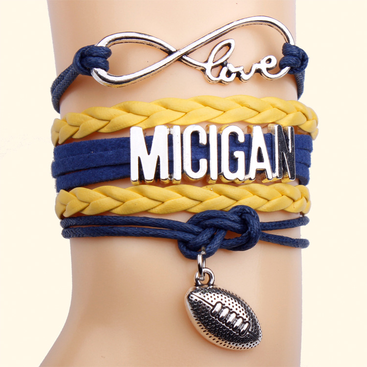 Bright Letters Football Hand Woven Bracelet on Luulla