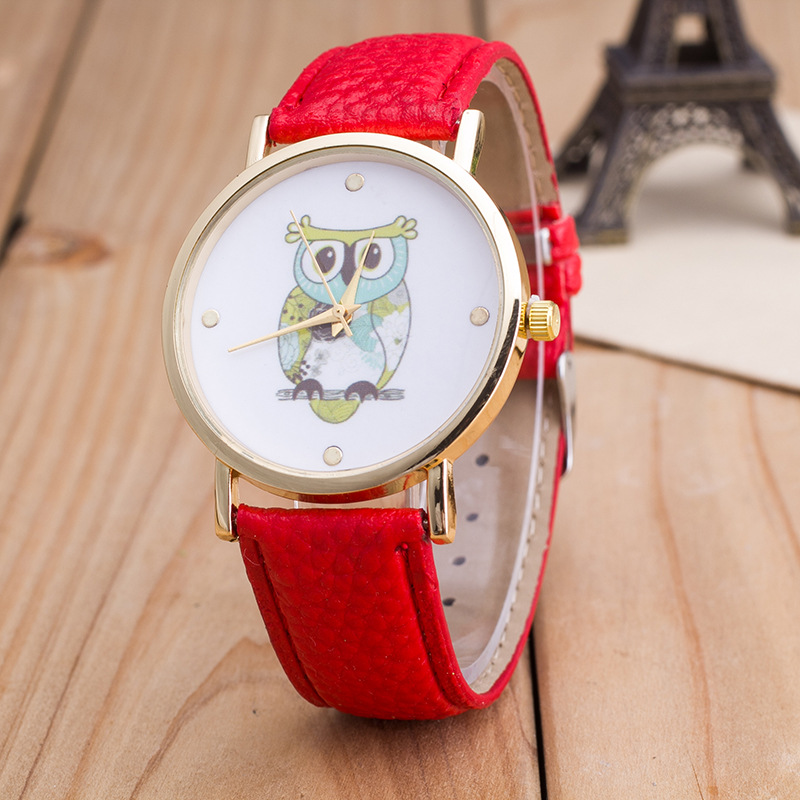 Owl Print Pu Strap Watch on Luulla