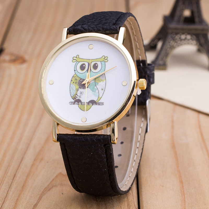 Owl Print Pu Strap Watch on Luulla