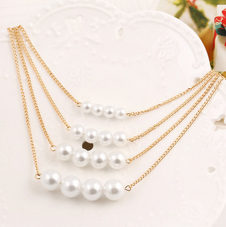 Explosion Multi-layer Pearl Metal Necklace on Luulla
