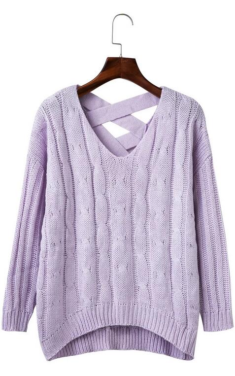 Hollow Out Cross Back Sexy Sweater on Luulla