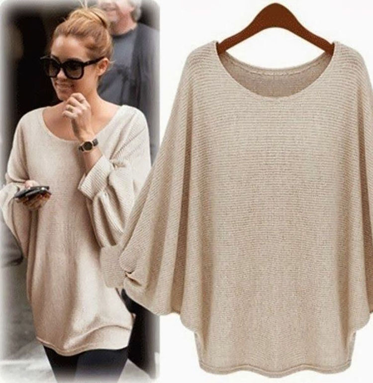 Fashion Bat Sleeve Scoop Loose Popular Sweater on Luulla