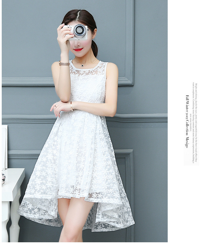 2017 Fashion Round Collar Lace Sleeveless Dress on Luulla