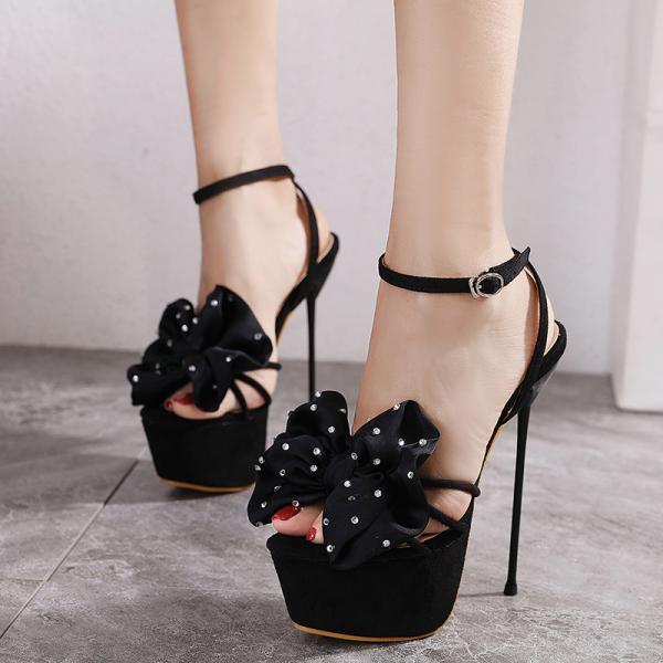 Bow Tie Water Drill High Heel Water Platform Sandals on Luulla
