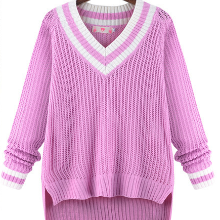 Peach Collar Sexy Knit Pullover Solid Color Sweater on Luulla