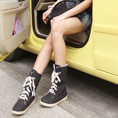 Candy Color Round Toe Lace Up Half Martin Boots on Luulla