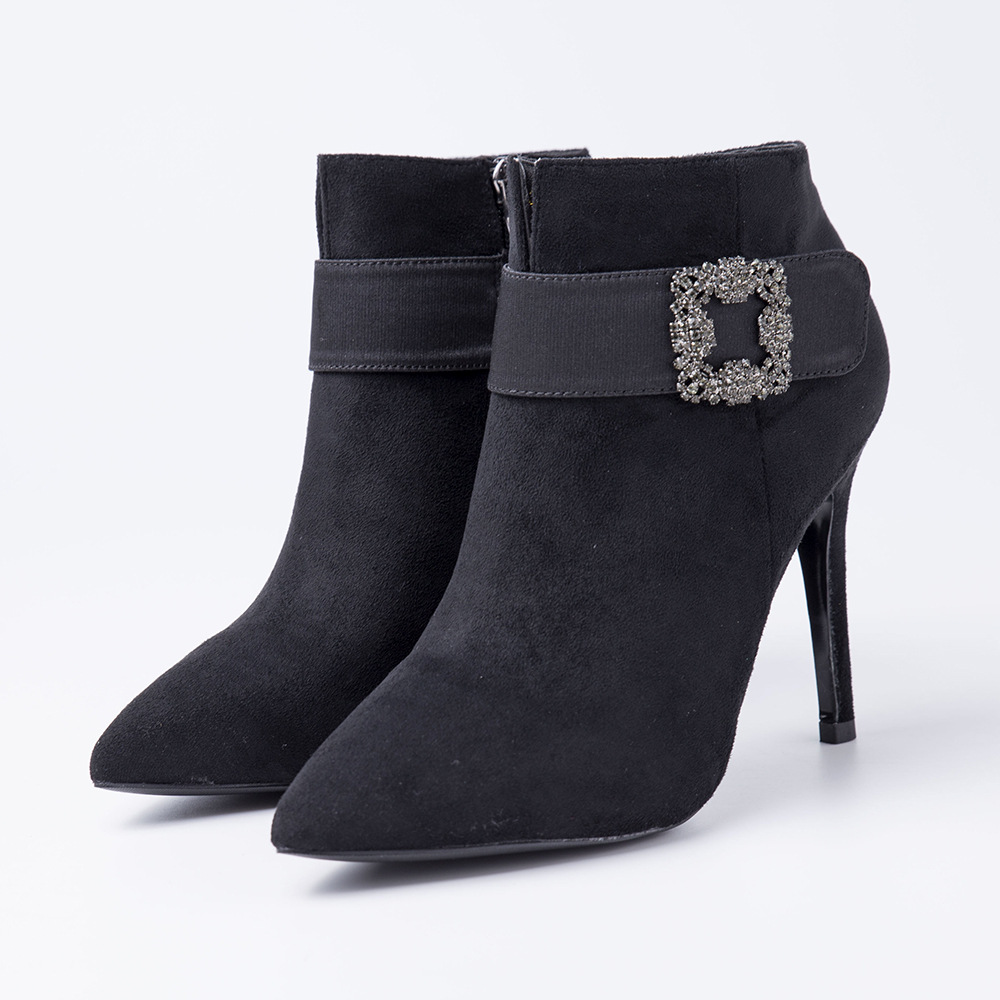 Pointed Toe Hasp Side Zipper Stiletto High Heels Short Boots on Luulla