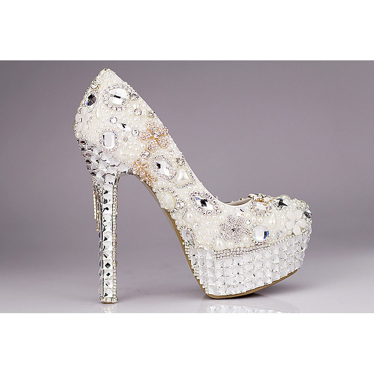 Custom Hand Made Beadings Bowknot Platform Super High Stiletto Heels ...
