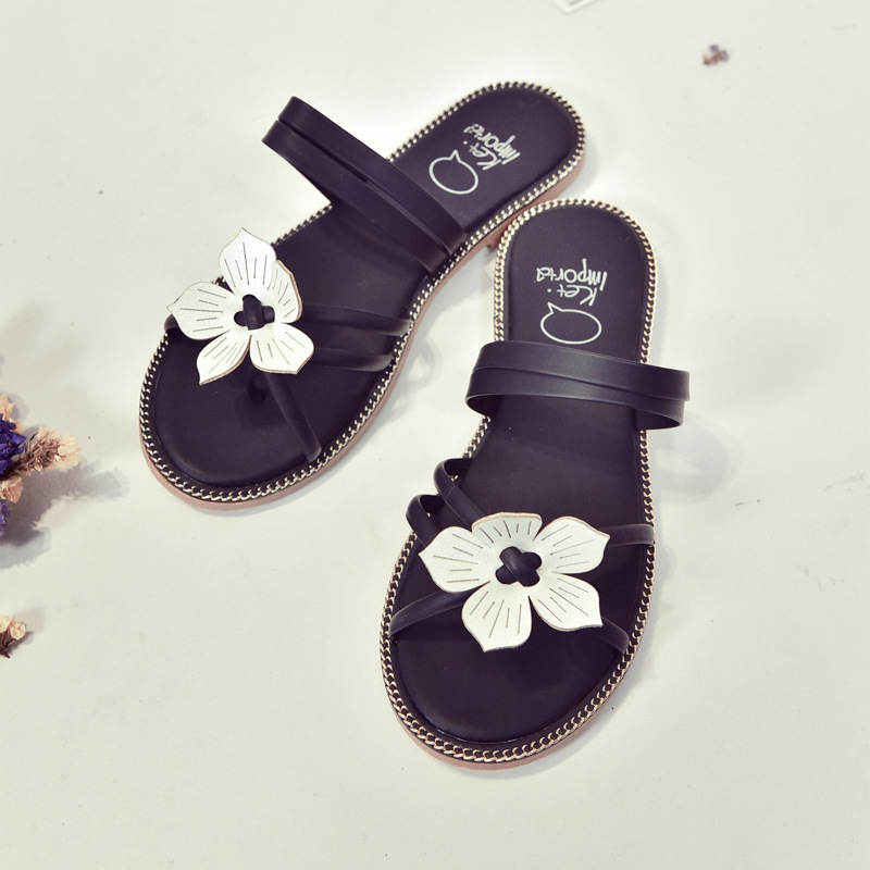 Open-toe Floral Flat Flip-flop Sandals, Slippers on Luulla