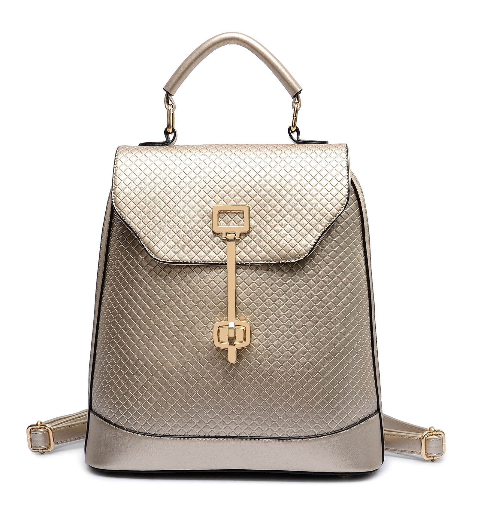 Quilted Lining Latch Design Women Backpack on Luulla