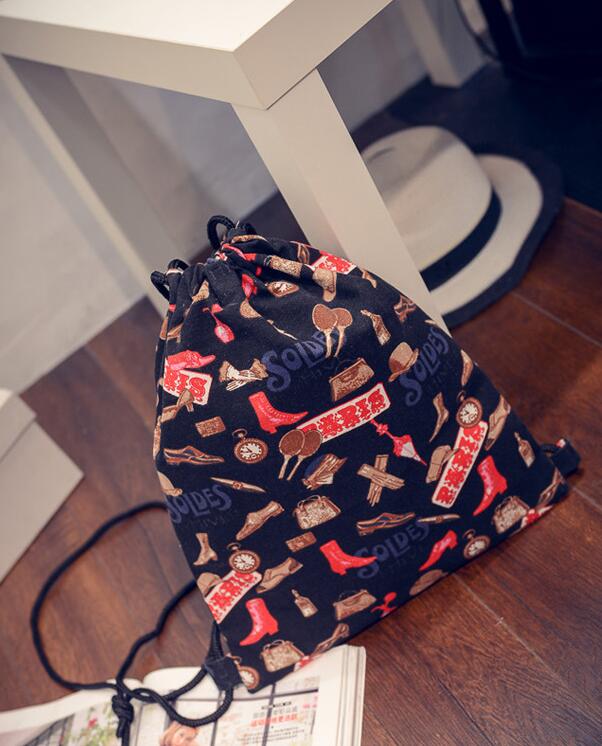 Simple Drawstring Canvas Backpack on Luulla