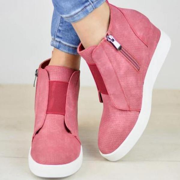 Zipper Slip-on Wedge Shoes on Luulla
