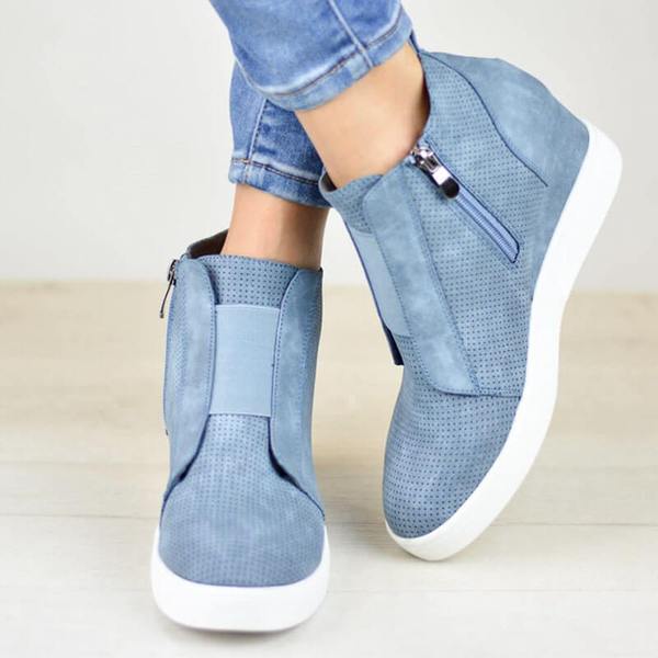 Zipper Slip-On Wedge Shoes on Luulla