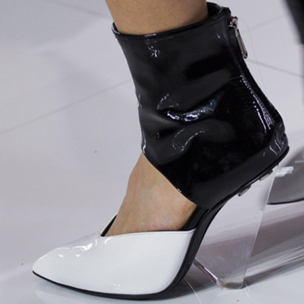 Sexy Point Toe Cutout Color Block High Heel Sandals on Luulla