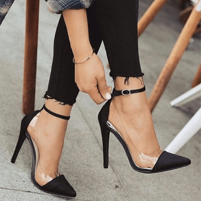 Black Fashion Point Toe High Heel Multi Sandals on Luulla