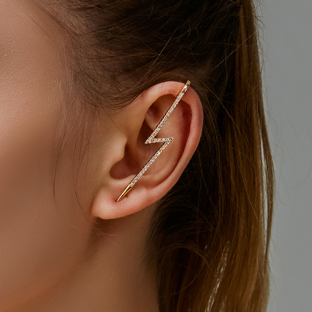 Zircon Puncture Lightning Ear Hook Personality Surround Auricle Type ...