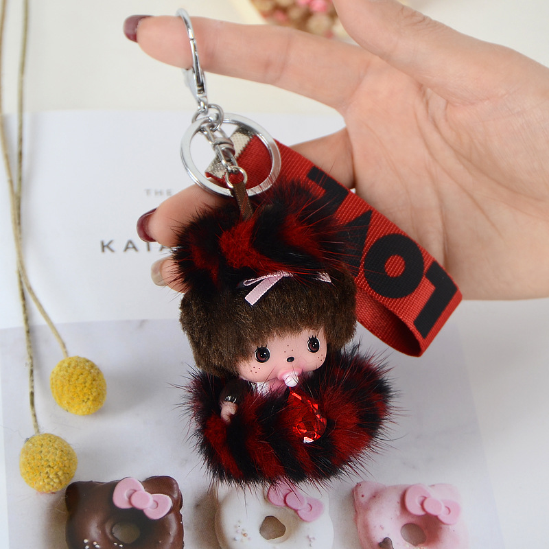 Mink Hair Munch Key Chain Doll Car Pendant Plush Toy Cartoon Doll-2 on ...