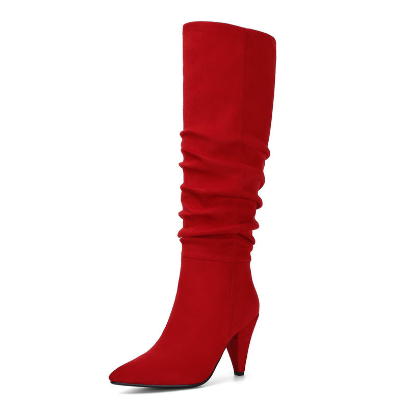 Red Autumn And Winter Pointed Cone-shaped High-heeled Fashion Boots ...