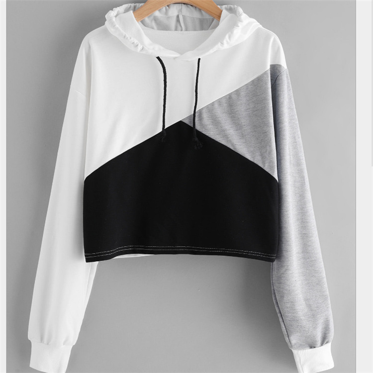 Autumn Hooded Long Sleeve Color Blocking Sweater on Luulla