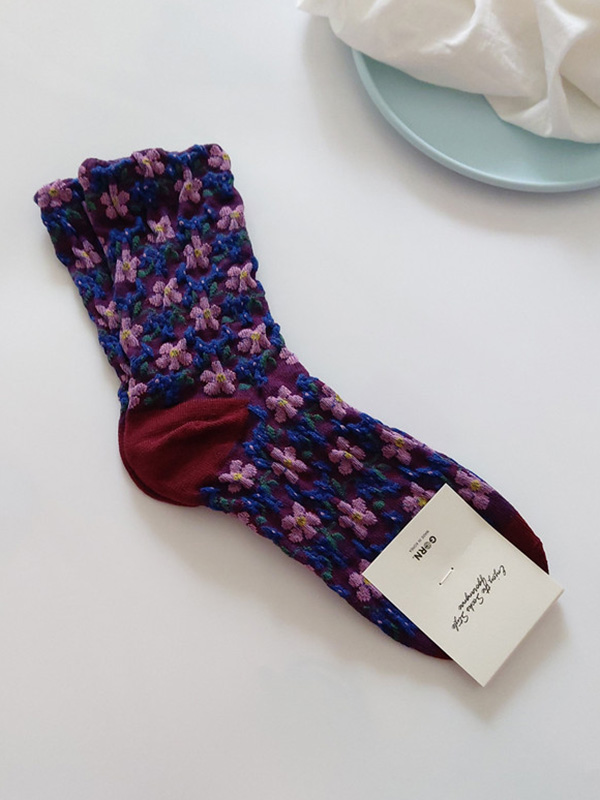 Wine Red Vintage Artistic Retro 4 Colors Knitting Socks on Luulla