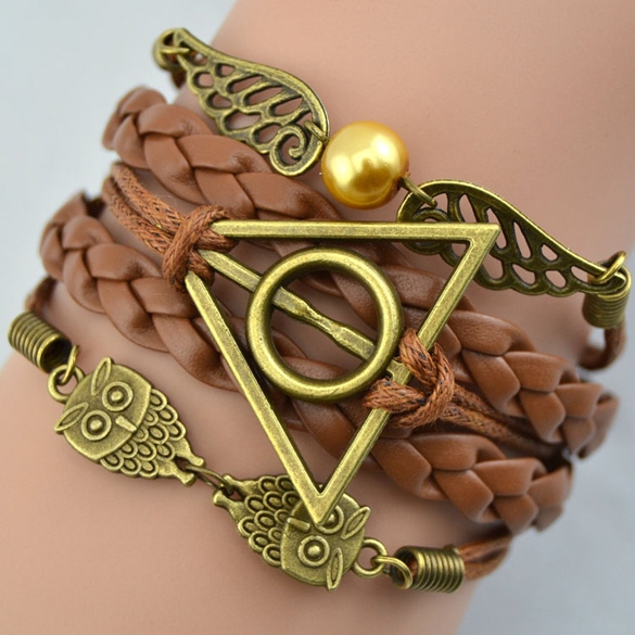 Synthetic Leather Bracelet Snitch Angel Wings Owl on Luulla