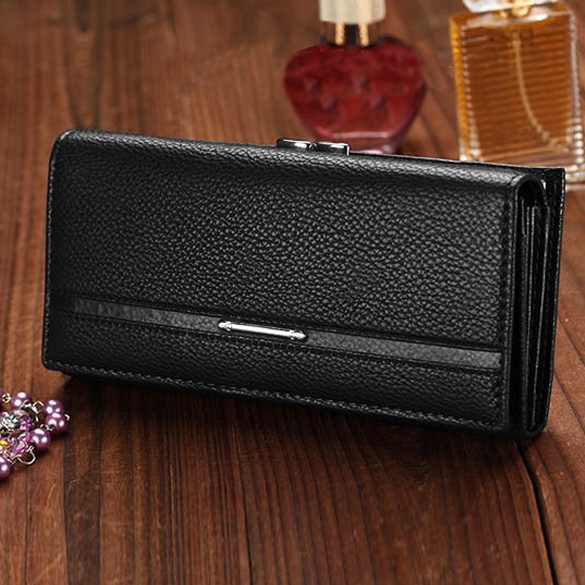 Women Leather Button Bowknot Purse Clutch Fashion Synthetic Long ...